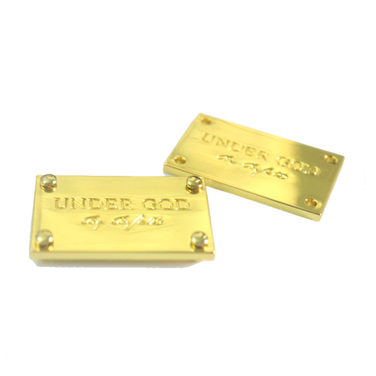 Custom gold plated metal tags with brand